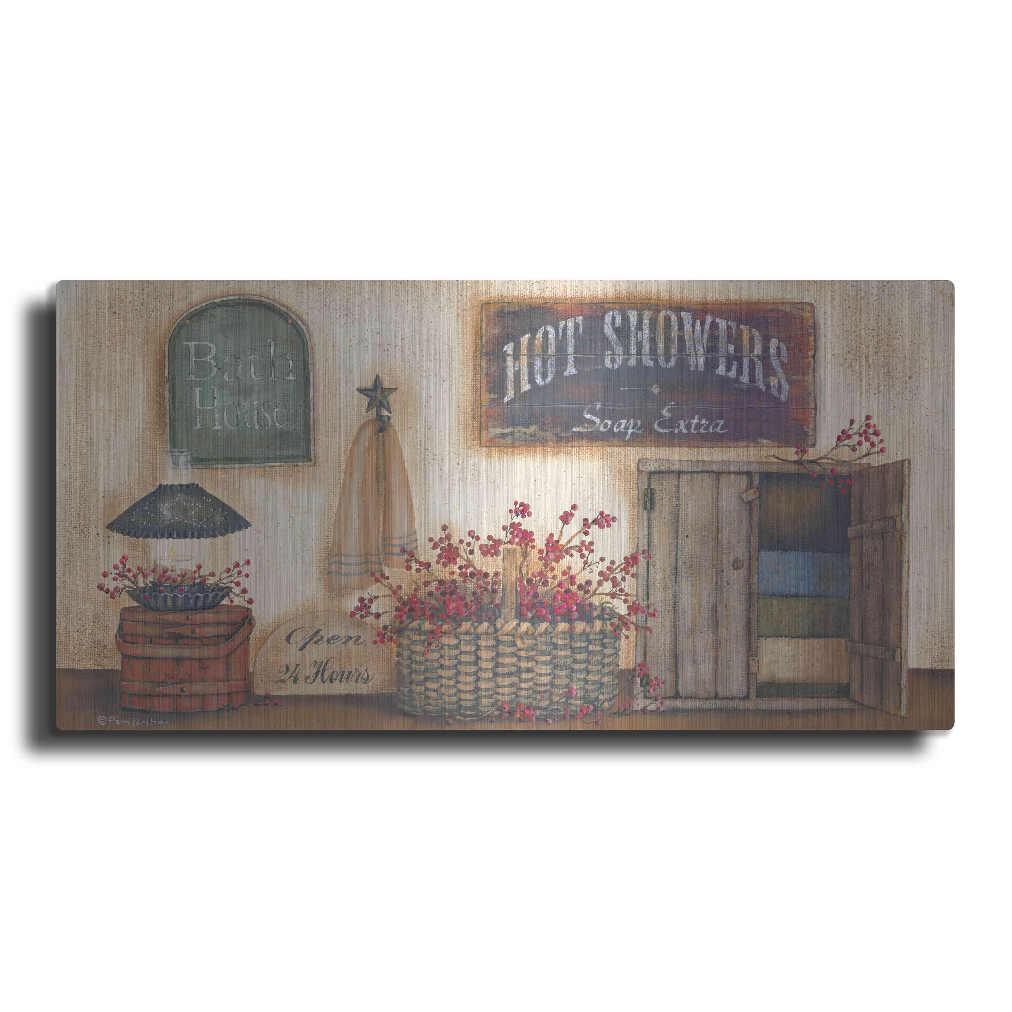 August Grove® 'Bath House' by Pam Britton, Metal Wall Art, | Wayfair