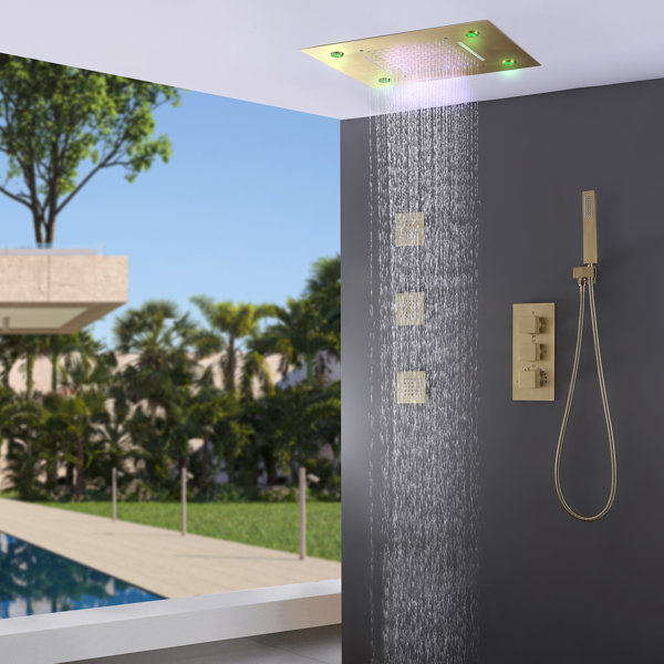 TL LED Thermostatic Complete Shower System with Rough-in Valve and ...