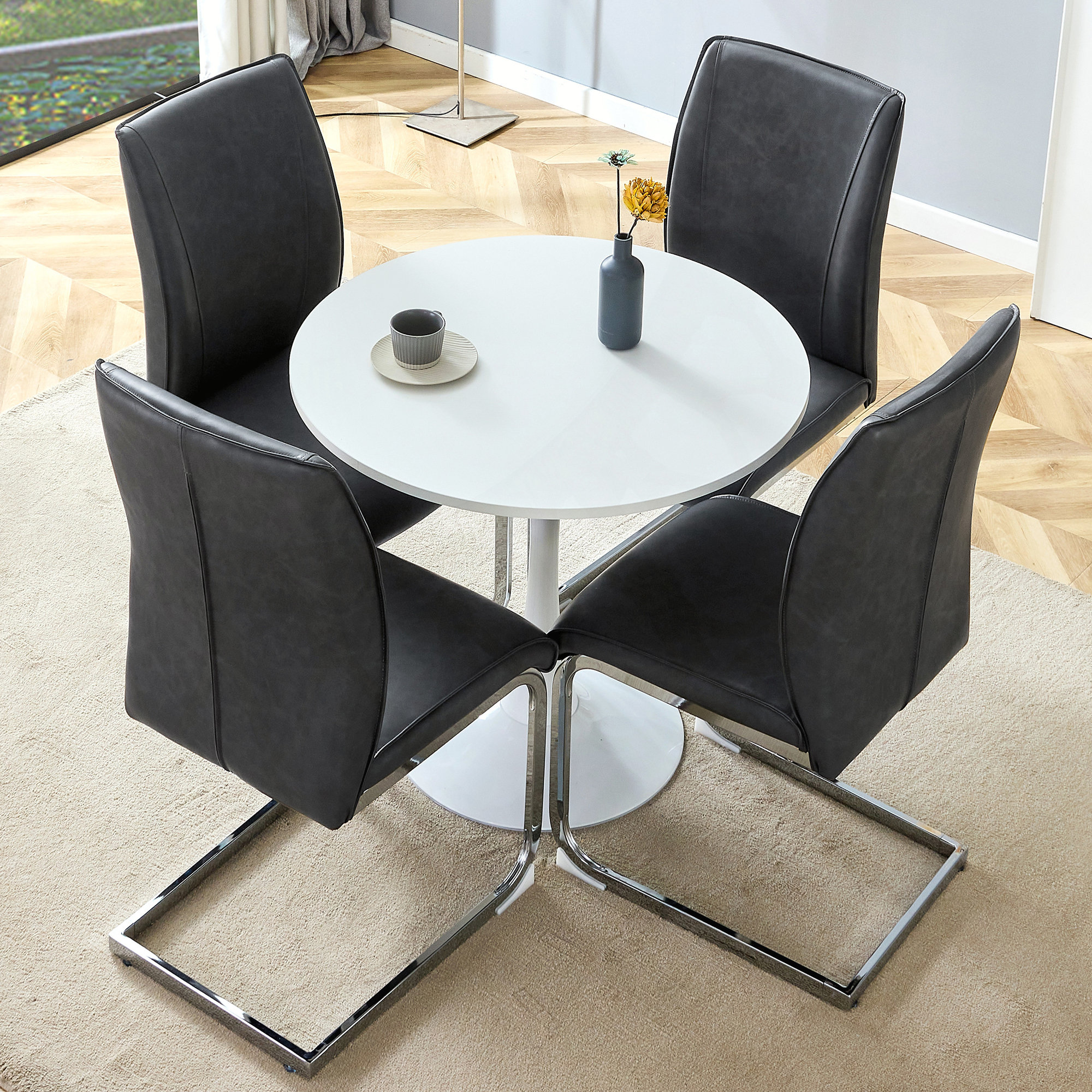 George Oliver Exquisite Dining Set with Stylish Chairs and Stable Table ...