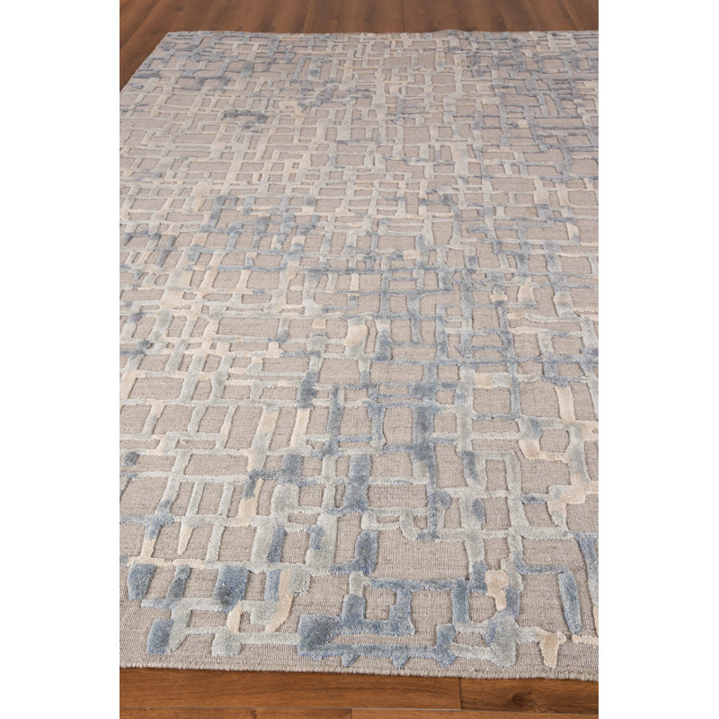 Exquisite Rugs Vista Hand Loomed Geometric Area Rug in Gray/Blue | Perigold