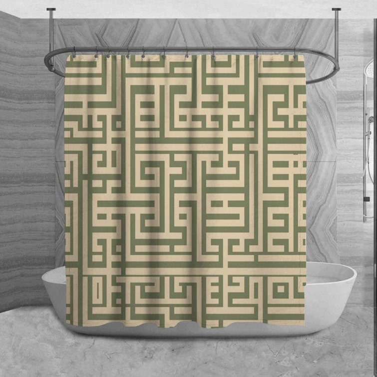 Bless international Greek Key Shower Curtain Pattern Bathroom Decor ...