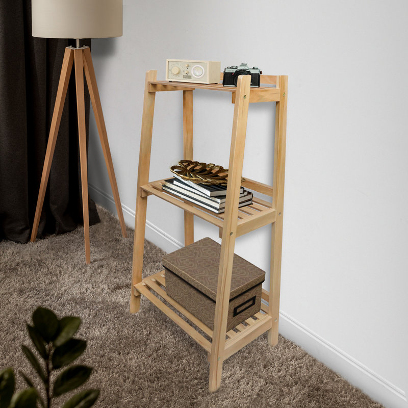 Ebern Designs Woodhaven Slatted 3-shelf Ladder Bookcase With Solid ...