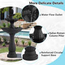 Charlton Home Water Fountain, 3-Tier Italian Garden Waterfall Fountain ...