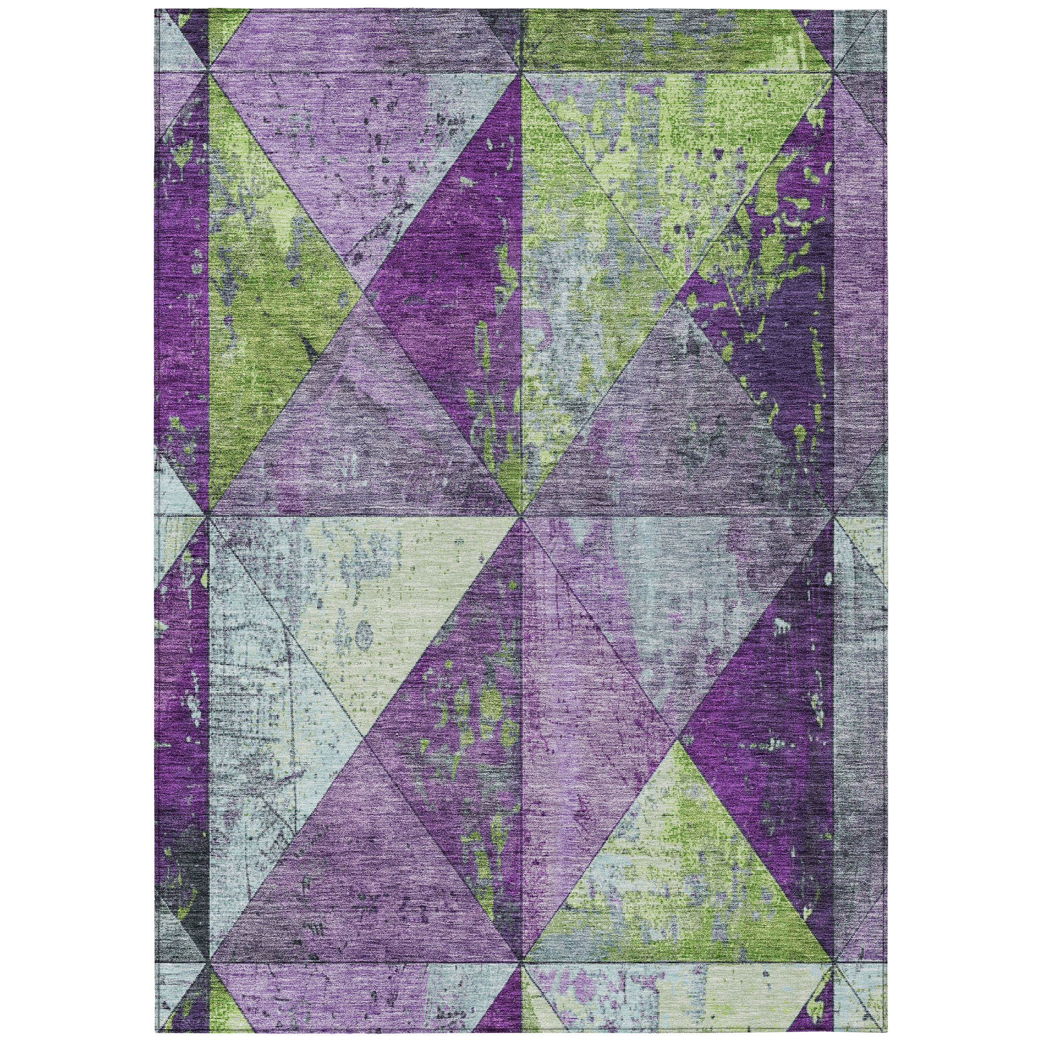 Orren Ellis 8' X 10' Purple Geometric Washable Indoor Outdoor Area Rug ...