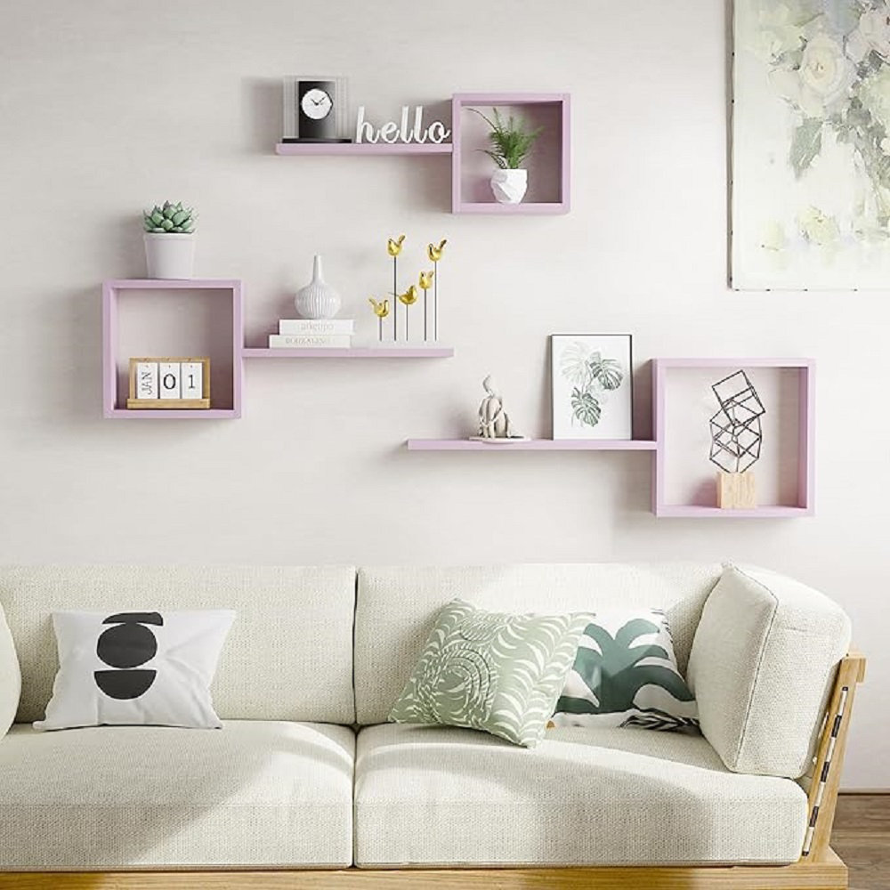 Latitude Run® Wooden Square Floating Shelves Wall Mount, Floating Cube ...