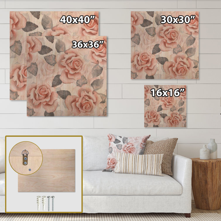 House of Hampton® " Pink Retro Roses " on Wood - Wayfair Canada