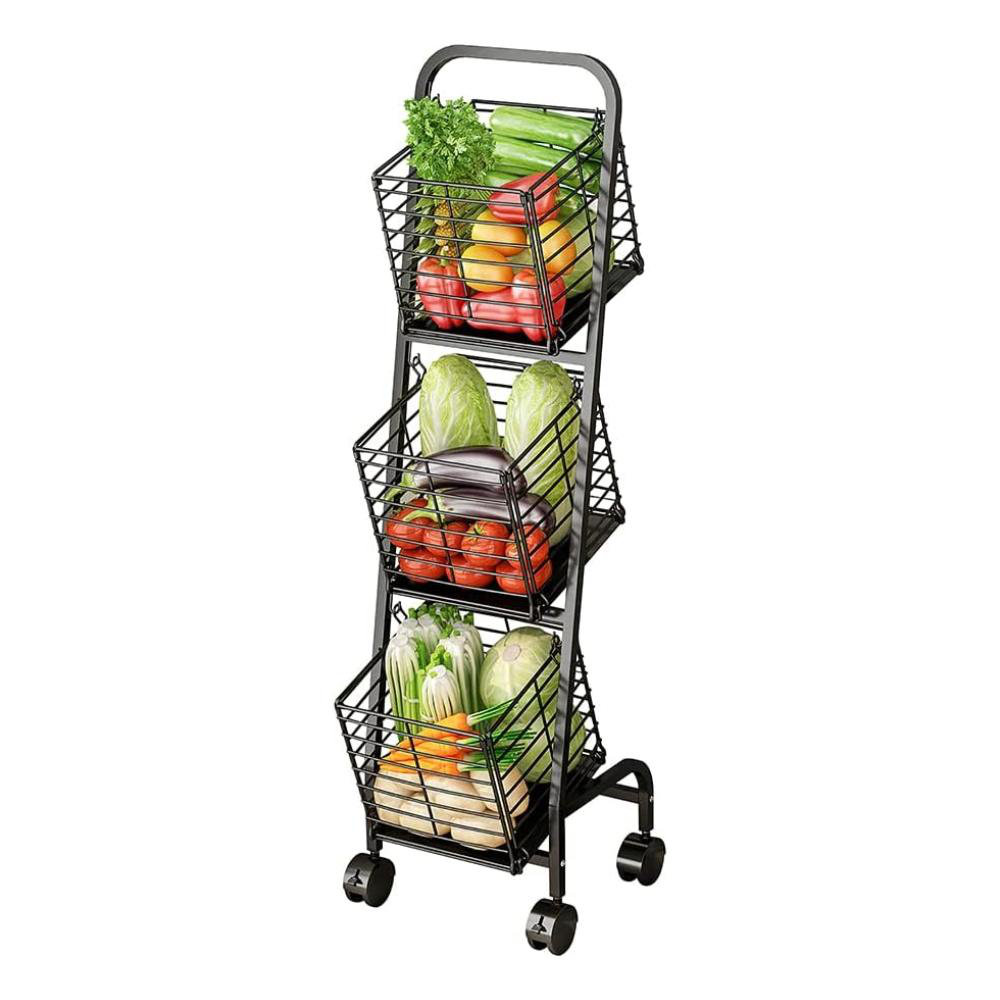 CHUANGWENYI 3-Tier Fruit Basket Stand For Kitchen, Wire Market Basket ...