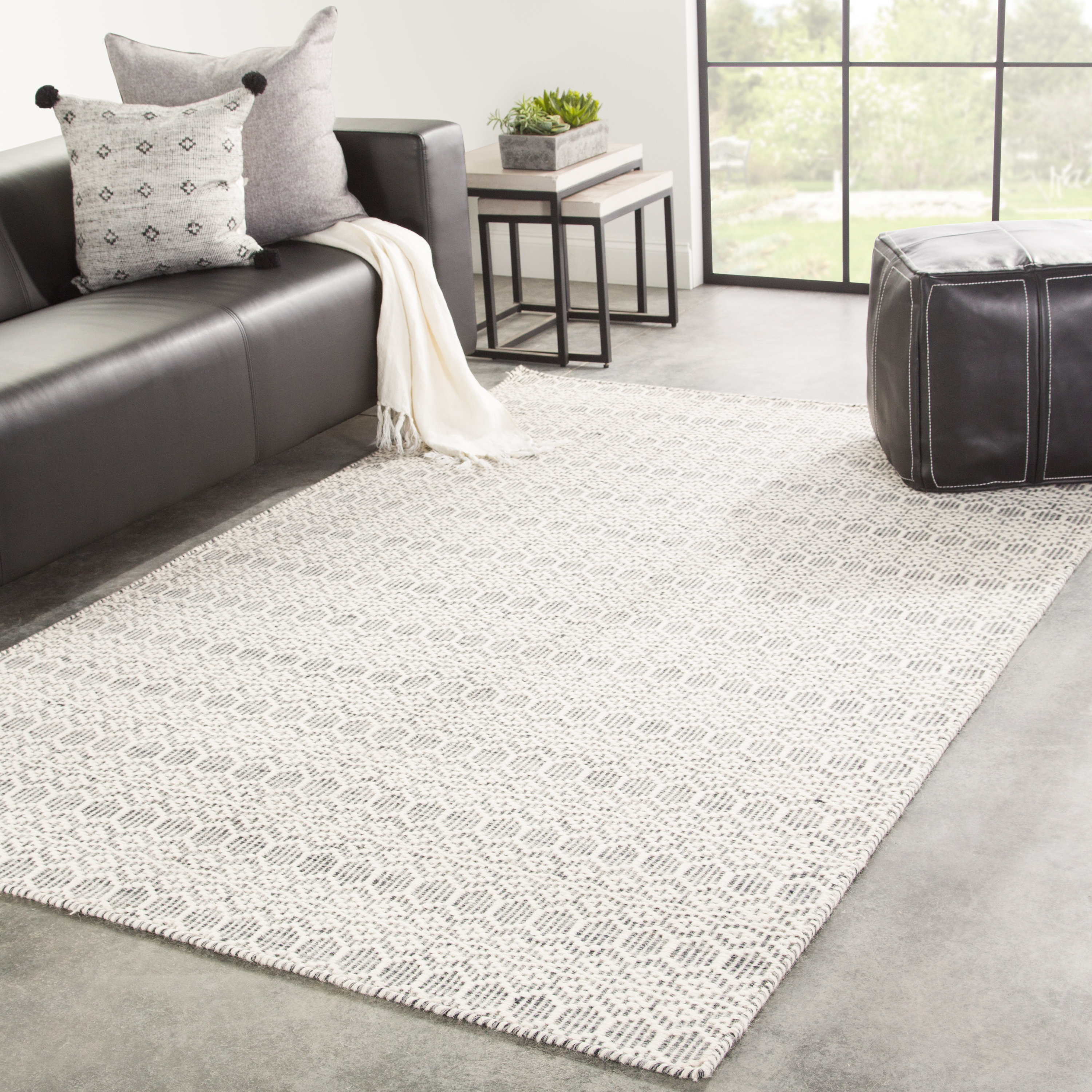 Dakota Fields Drake Geometric Handwoven Wool Beige/Grey Area Rug ...