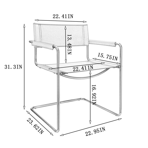 Ivy Bronx Momei Saddle Leather Accent Armchair with Stainless Steel ...