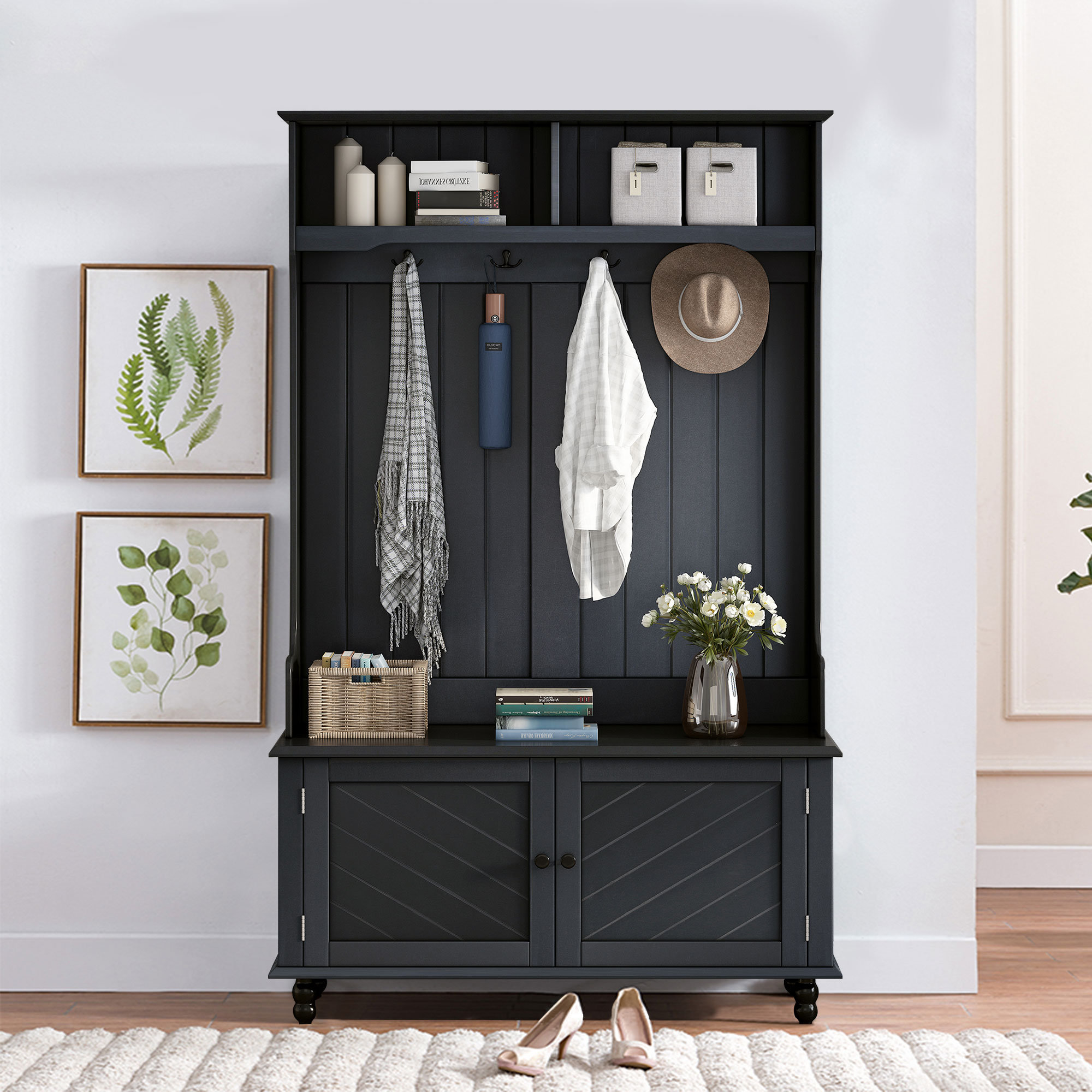 Darby Home Co Thalassa Hall Tree 40.1'' Wide with Bench and Shoe ...