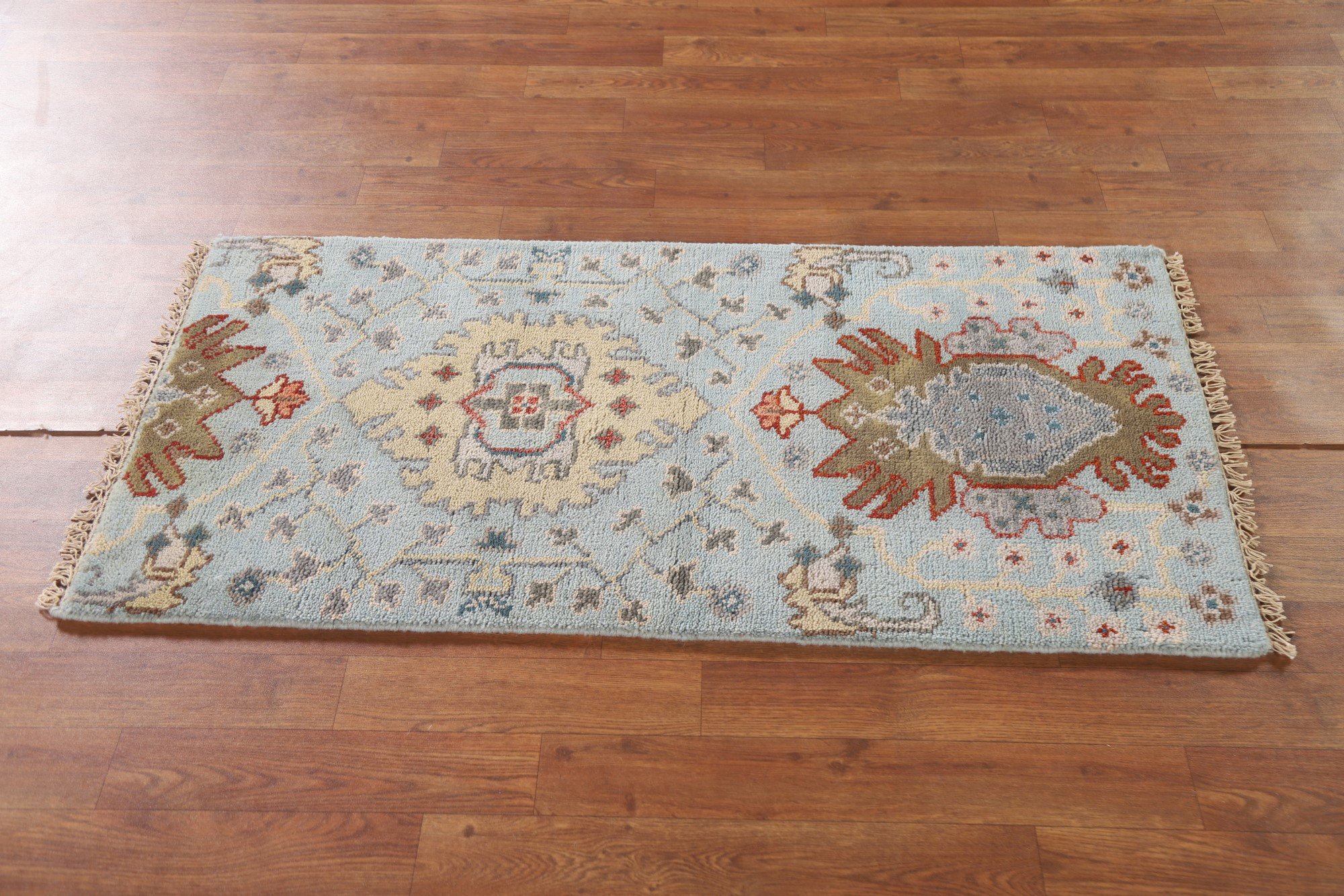 Bloomsbury Market Light Blue Traditional Indian Wool Rug 2x4 | Wayfair