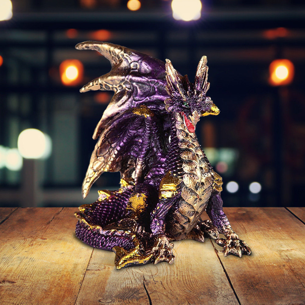 Trinx Jayly 3.75"W Purple Dragon Figurine Unique Gifts | Wayfair