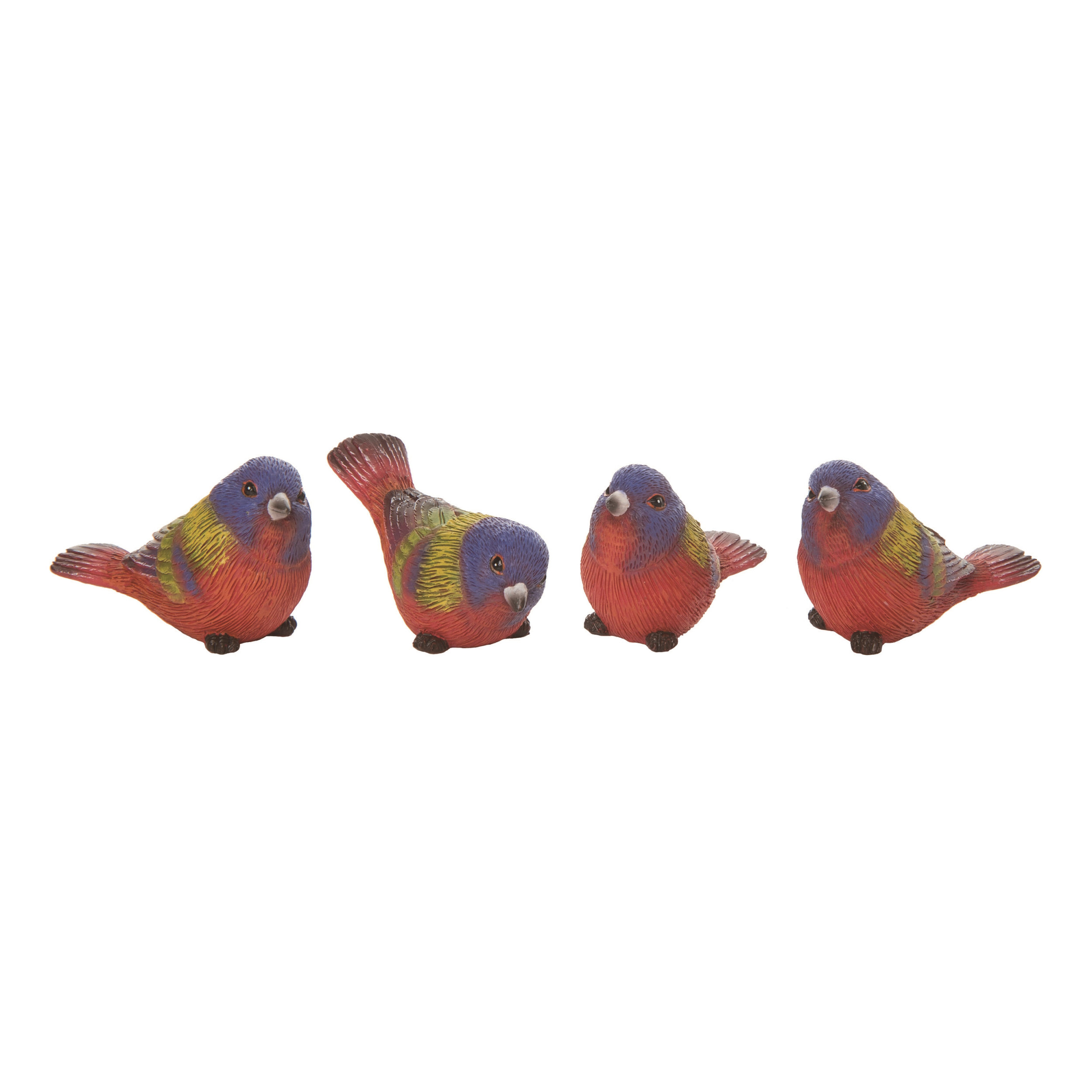 Dakota Fields Small Resin Painted Bunting Bird Set of 4 Spring Home ...
