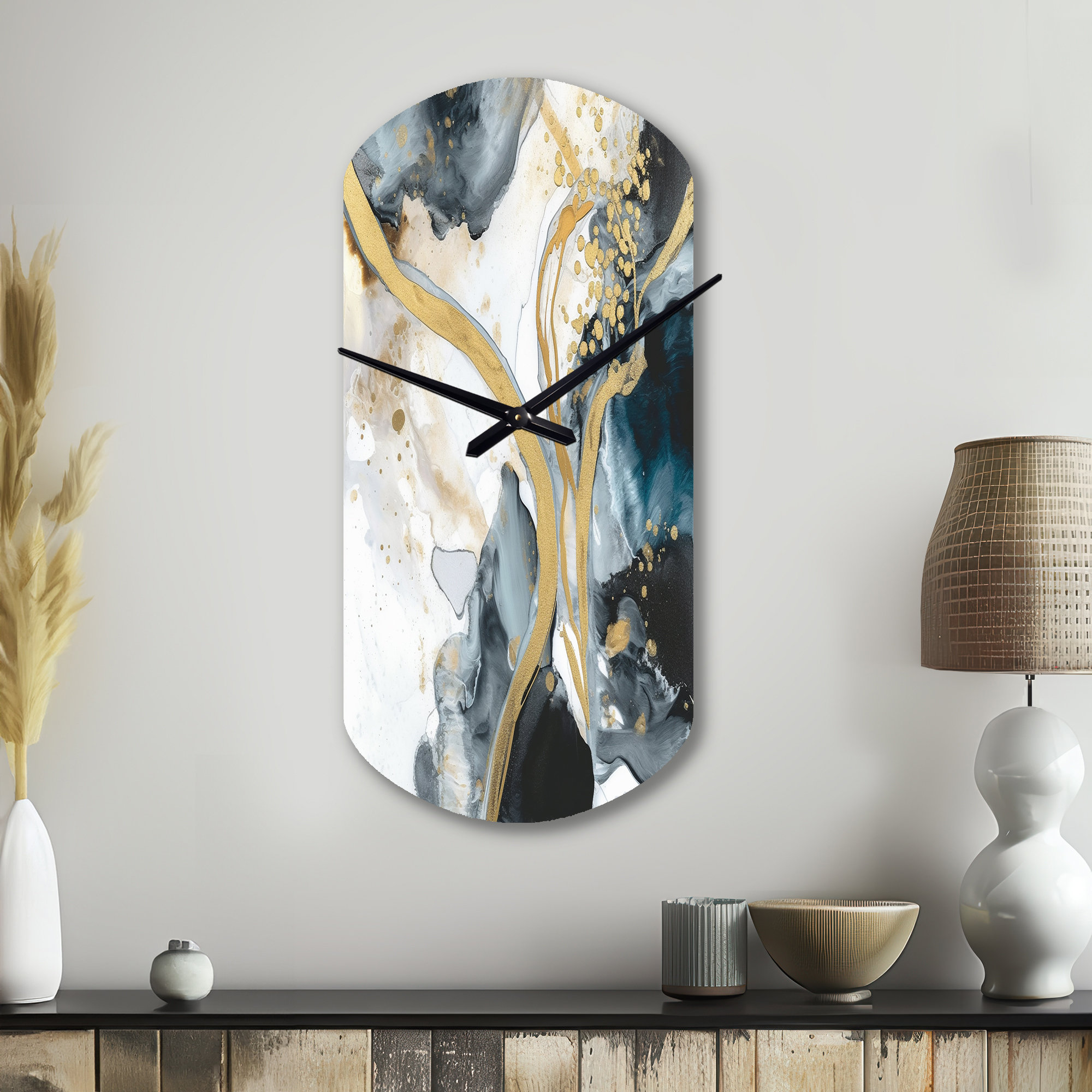 Design Art Marble Painting Textured V - Marble Asymmetrical Metal Wall ...