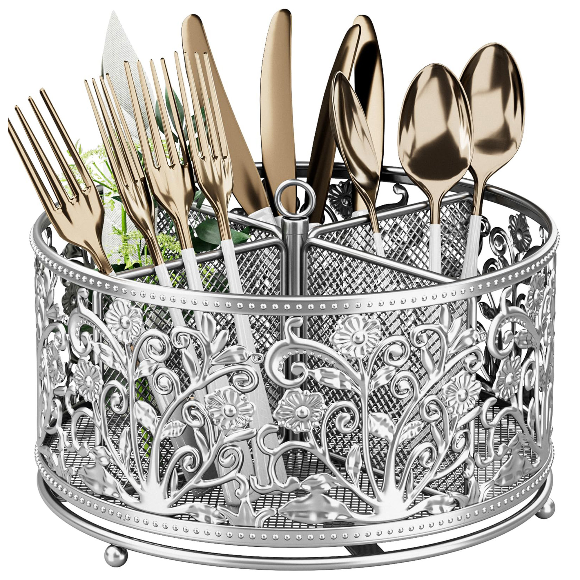 Wildon Home® Metal Round Flatware Caddy | Wayfair