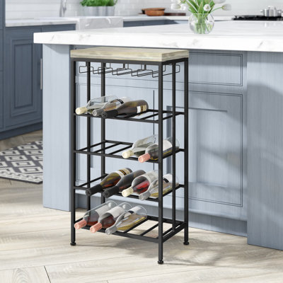 Latitude Run® Demarcos 20 Bottle Floor Wine Bottle & Glass Rack in ...