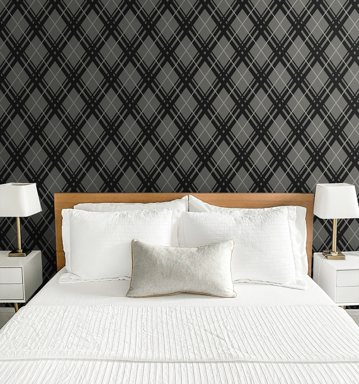 Seabrook Designs & Onyx Bias Diamond Plaid Unpasted Wallpaper | Wayfair