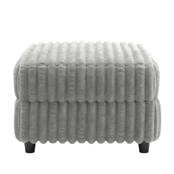 Kingstown Home Lirien Furry Channel Fabric Down-Filled Ottoman | Wayfair