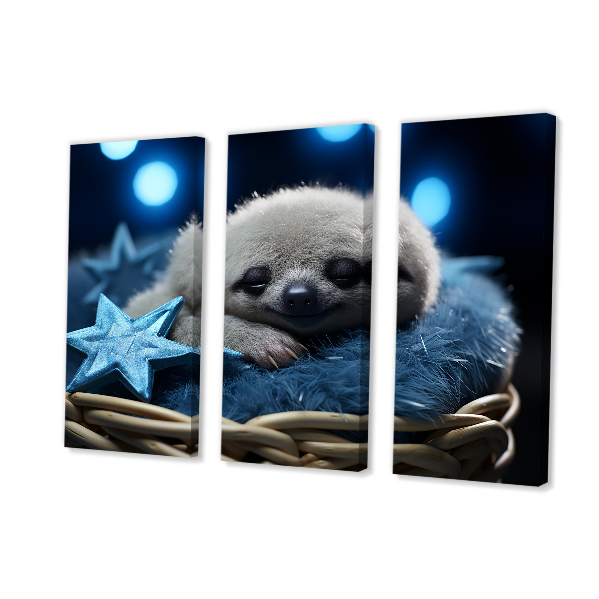 Latitude Run® White And Blue Sloth Serenity Sleep - Sloth Wall Art ...