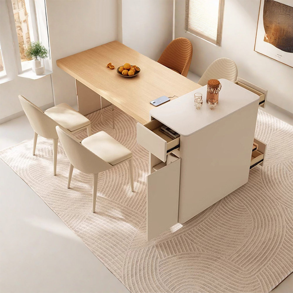Corrigan Studio Extendable Sintered Stone Wooden Kitchen Islands Table ...