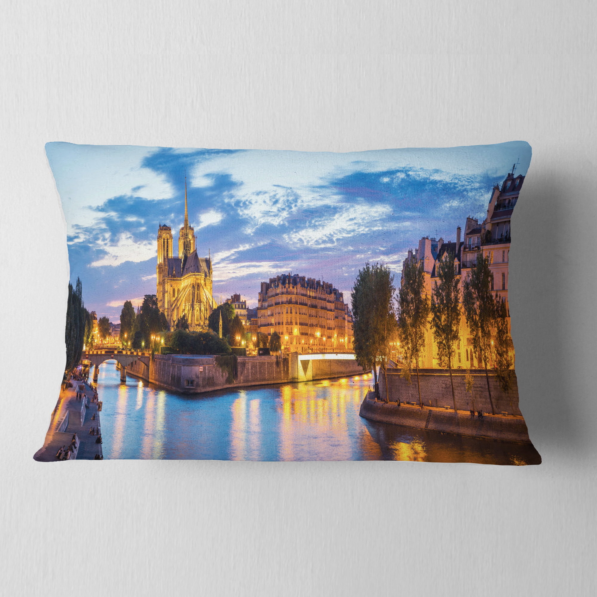 Design Art Notre Dame Cathedral - Landscape Printed Throw Pillow | Wayfair