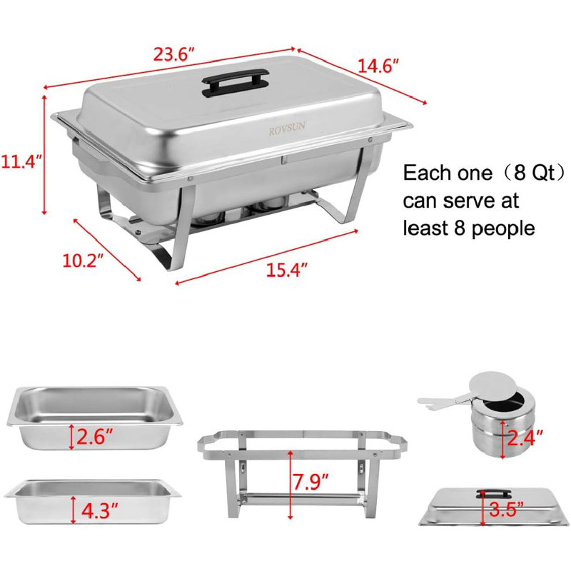 The Party Aisle™ Stainless Steel 9 Quarts Rectangle Chafing Dish | Wayfair