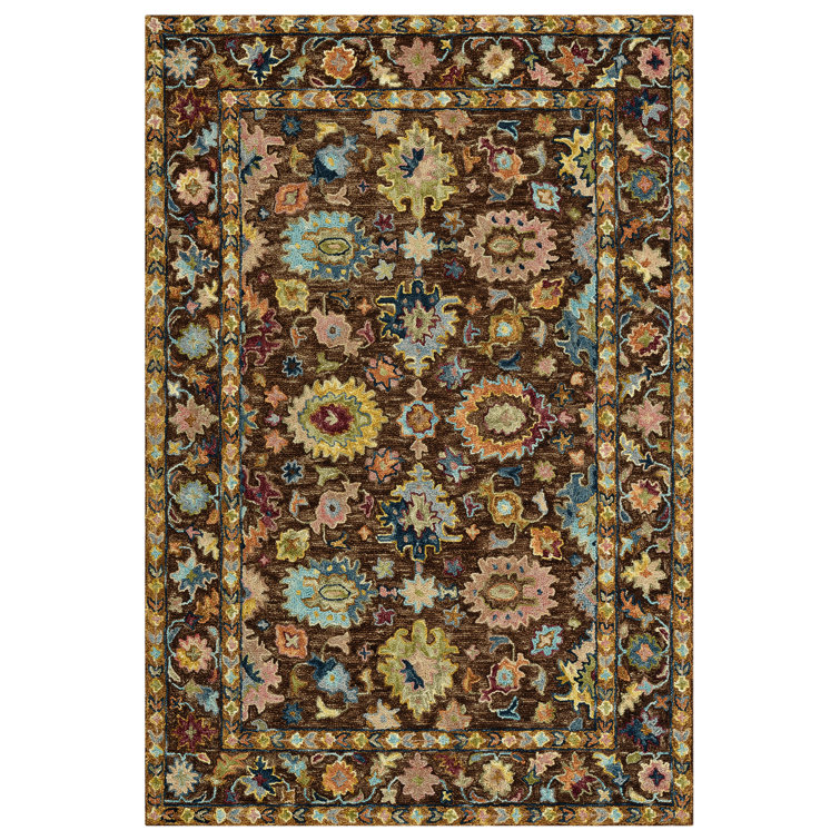Charlton Home® Dharmendera Traditional Brown Hand-Hooked Area Rug | Wayfair
