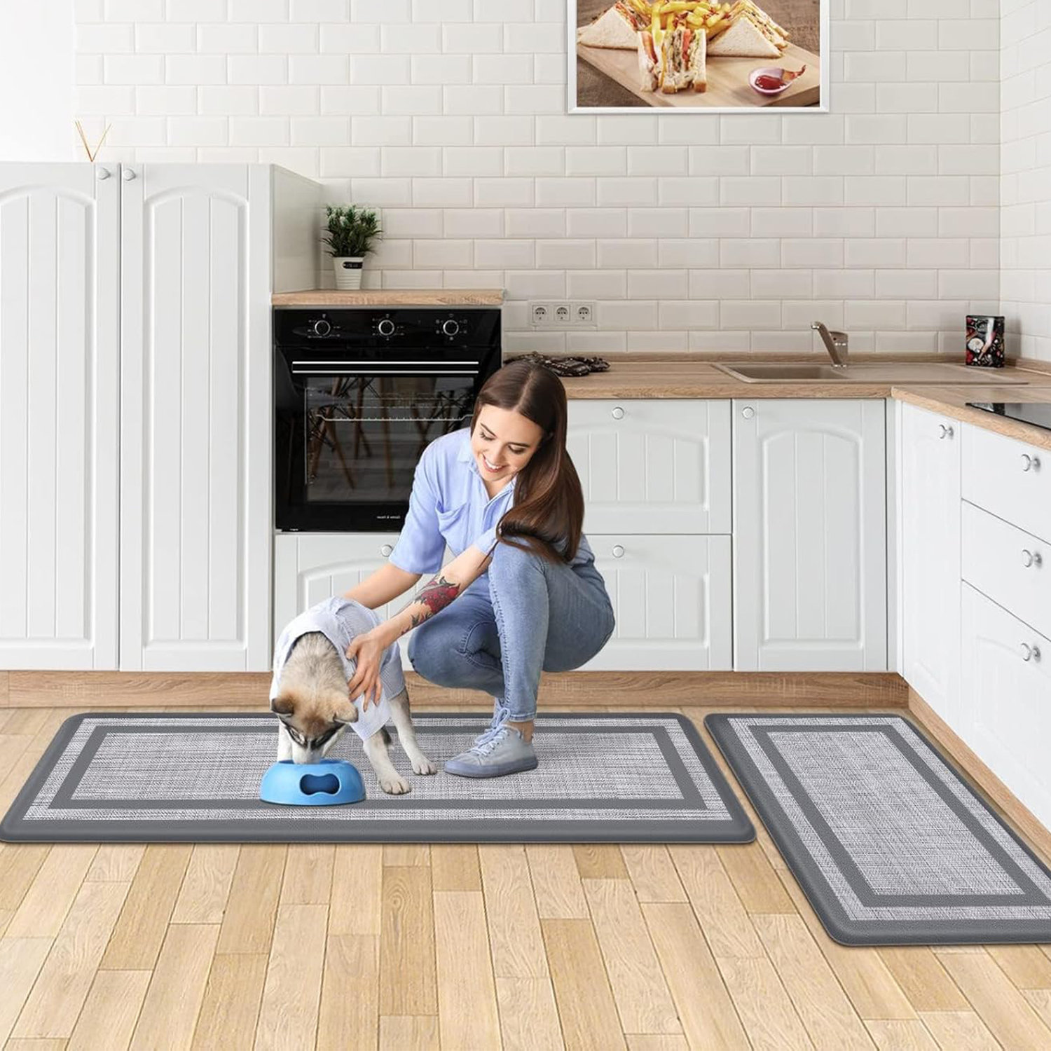 Latitude Run® Kitchen mat 2 PCS, non-slip waterproof carpet, ergonomic ...