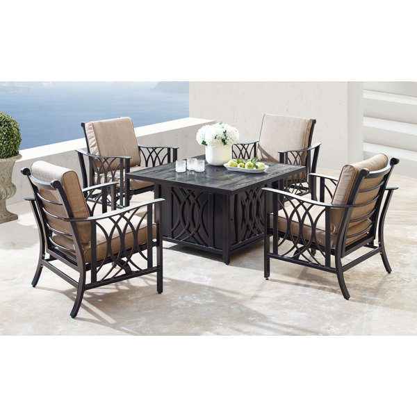 Oakland Living Oakland Fire Tables Outdoor 5 - Piece Conversation Set ...