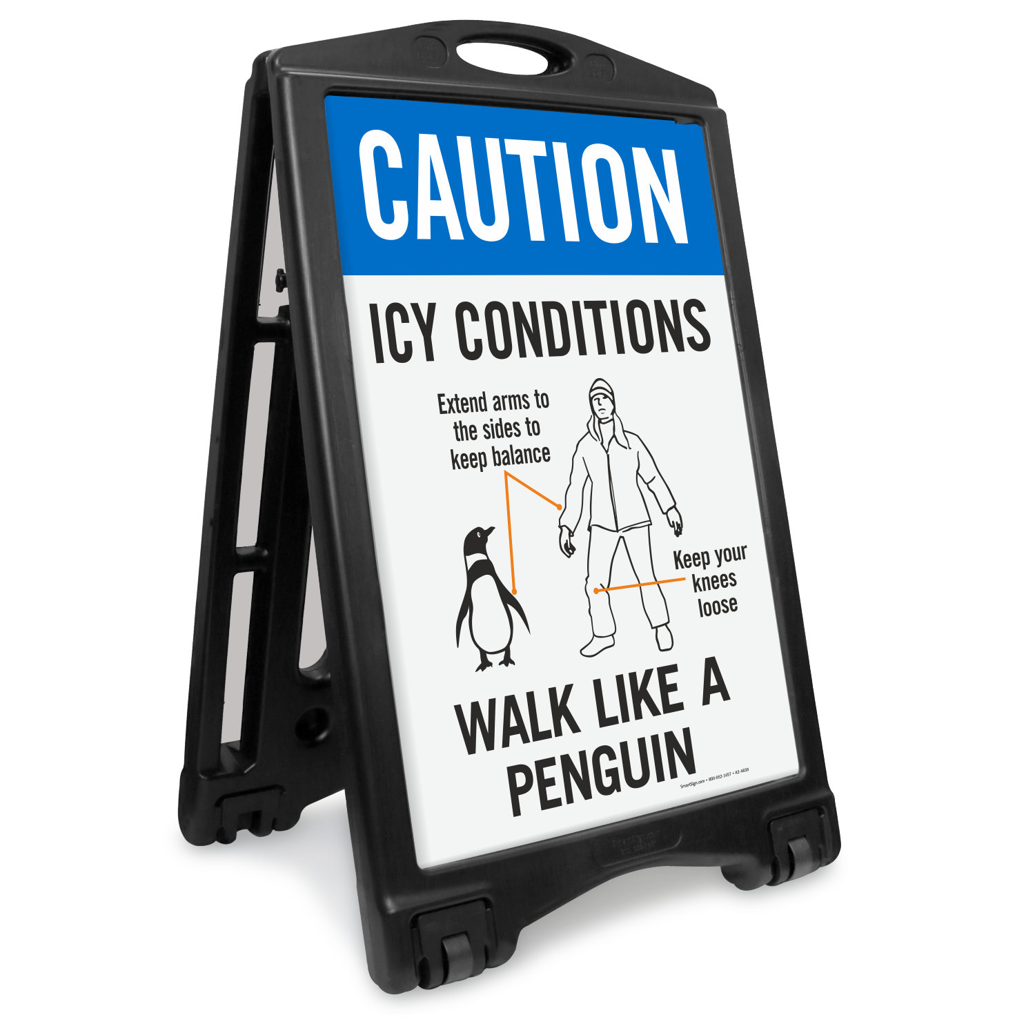 SmartSign Funny Icy Conditions Walk Like A Penguin Portable Sidewalk ...