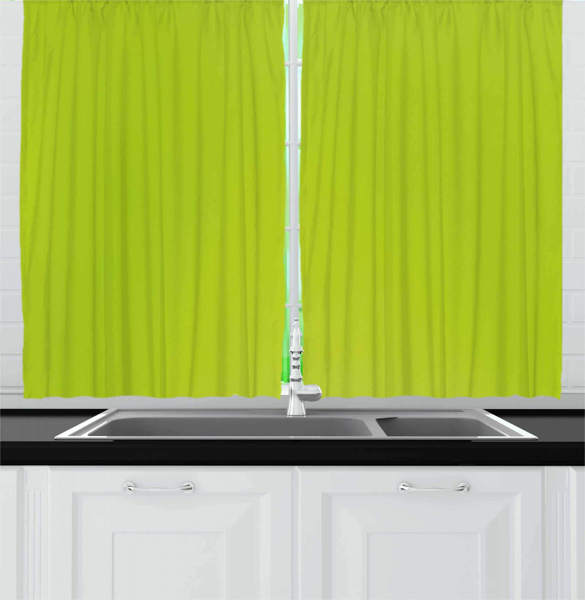 East Urban Home Lime Green Kitchen Curtain | Wayfair