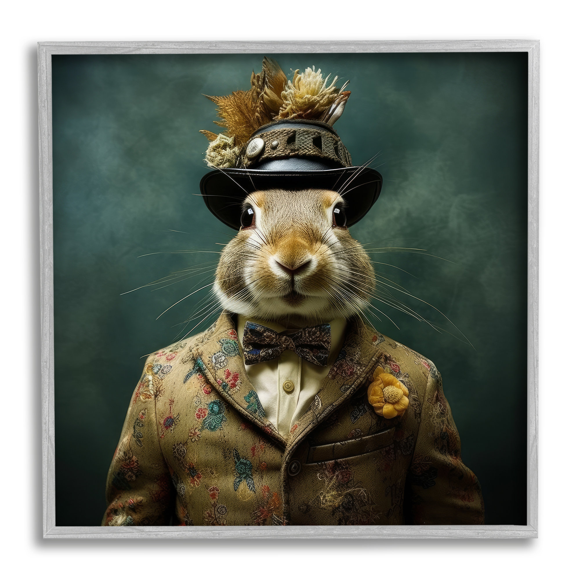 Stupell Industries ba-923-Framed Rabbit in Vintage Suit Wrapped Canvas ...