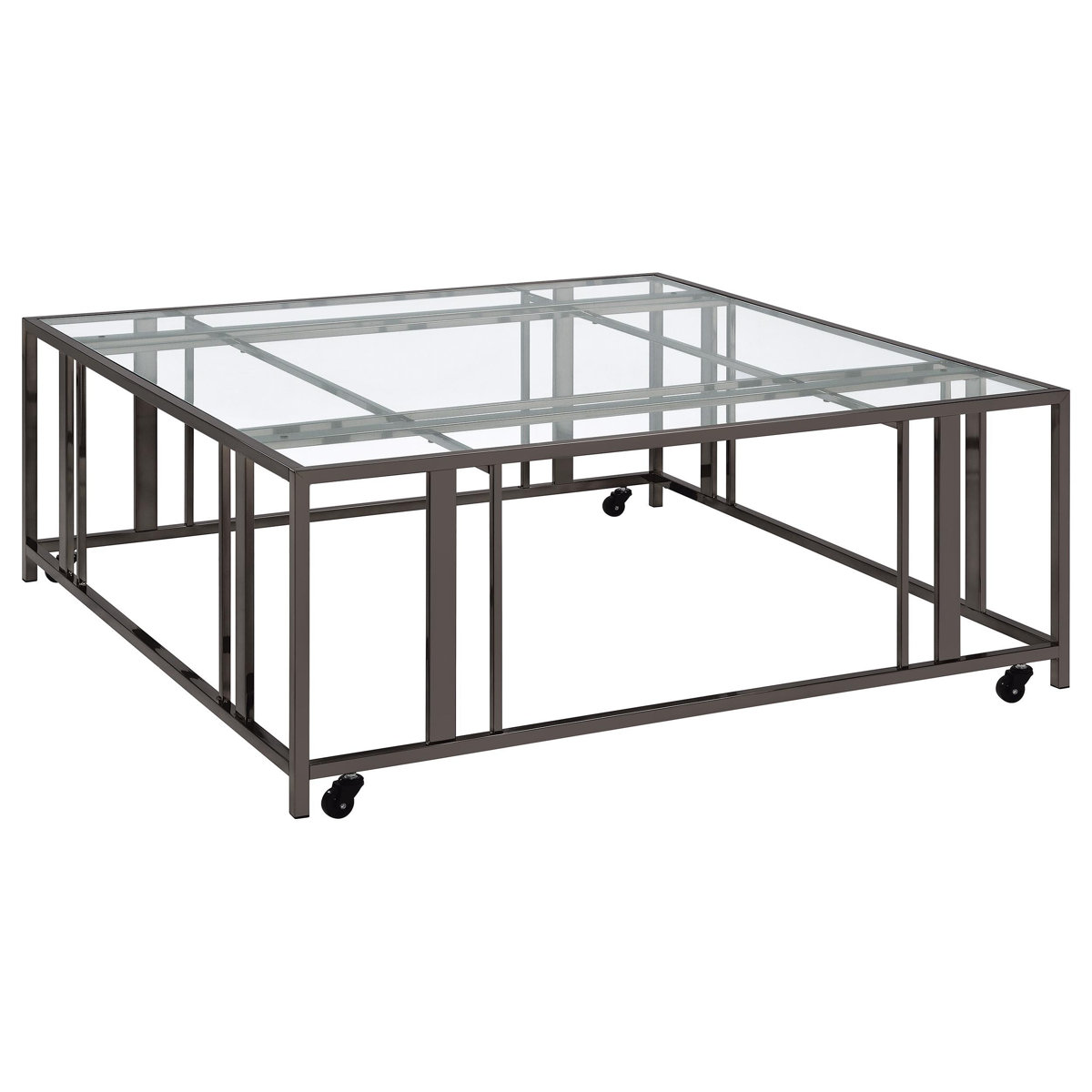 Mercer41 Square Glass Top Coffee Table with Casters | Wayfair