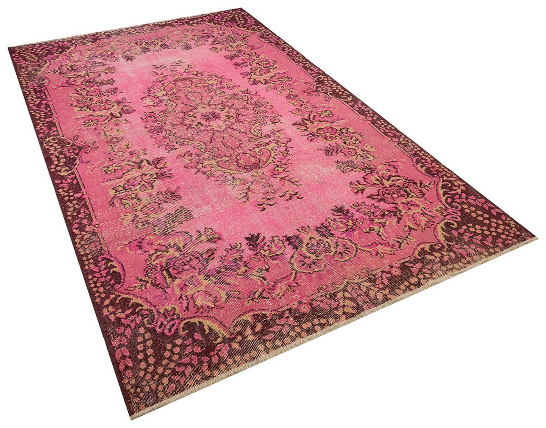 Rugpera Hand-Knotted Wool Turkish Fuschia Oriental Vintage Area Rug ...