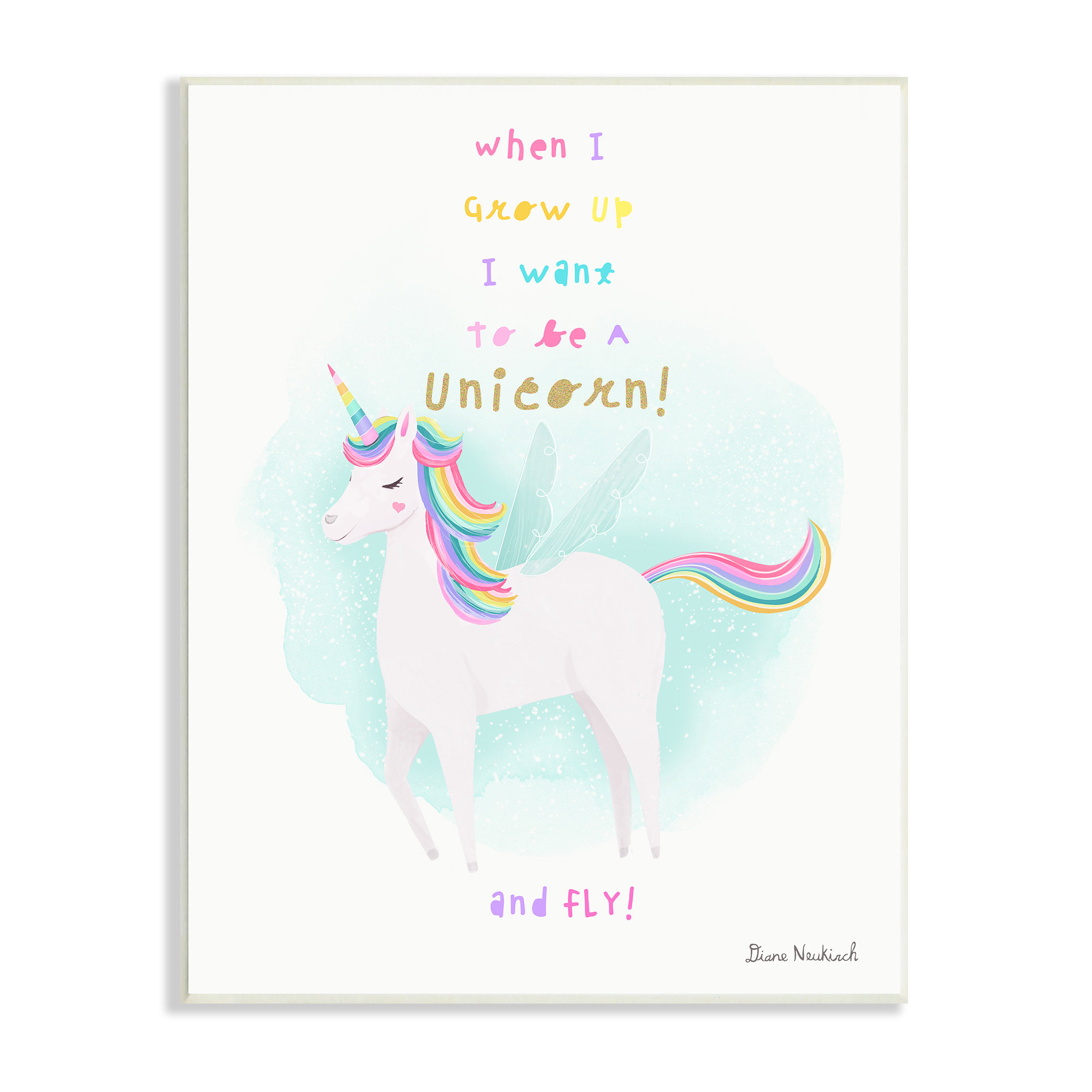Stupell Industries " Inspiring Unicorn Quote Mythical Fantasy Rainbow ...