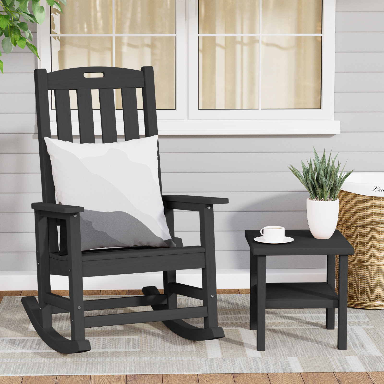 Winston Porter Kiomara Outdoor Oversized Poly Lumber Porch Rocker ...