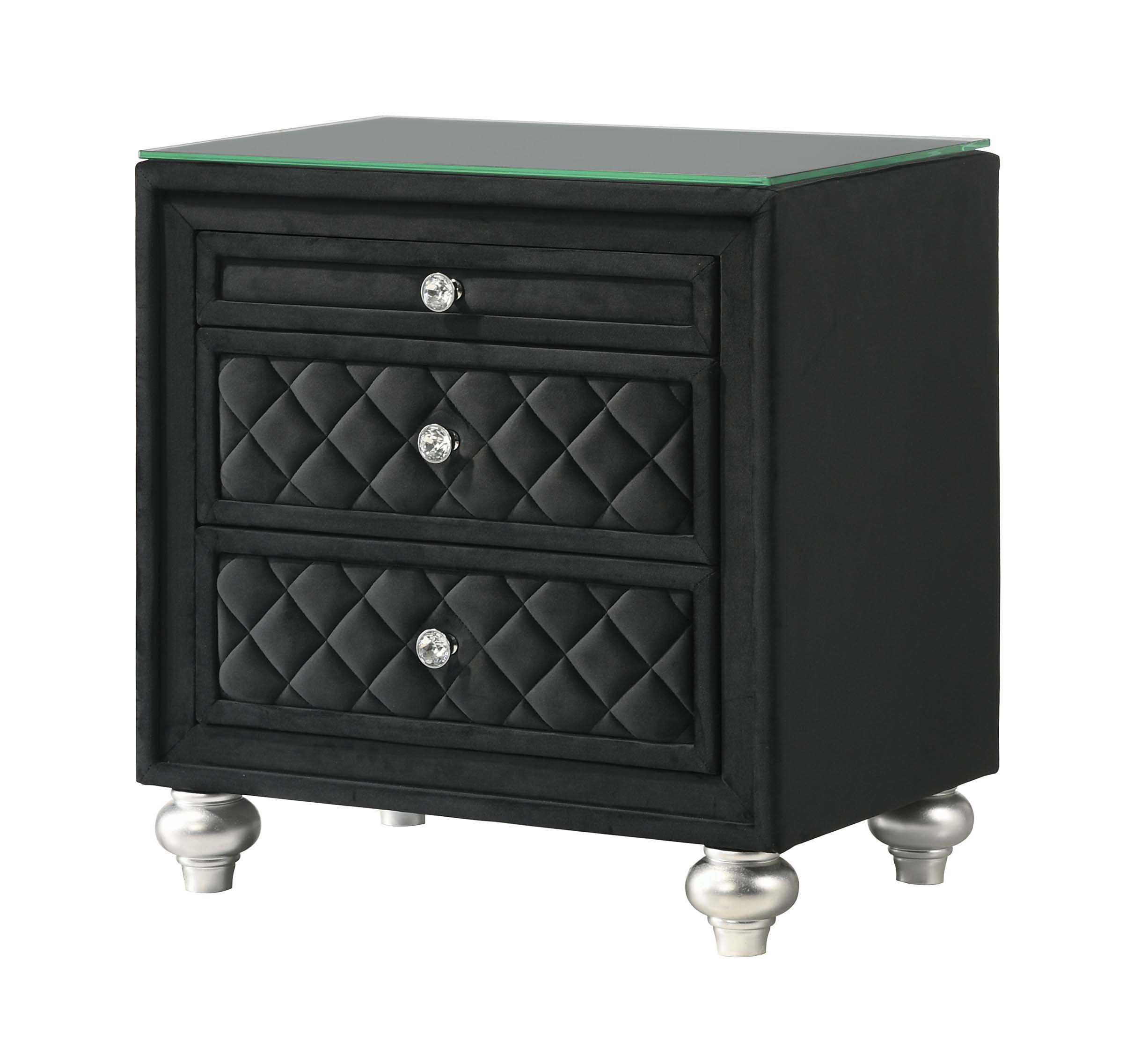 Rosdorf Park 1Pc Traditional Glam 3-Drawer Nightstand Velvet Tufted ...