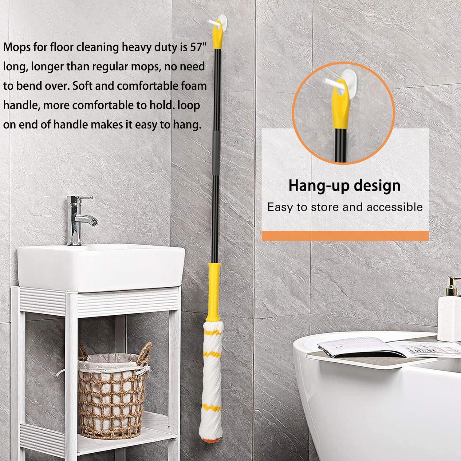 Tiprol Blue 57inch Self-Wringing Twist Mop,Long Handled Microfiber ...