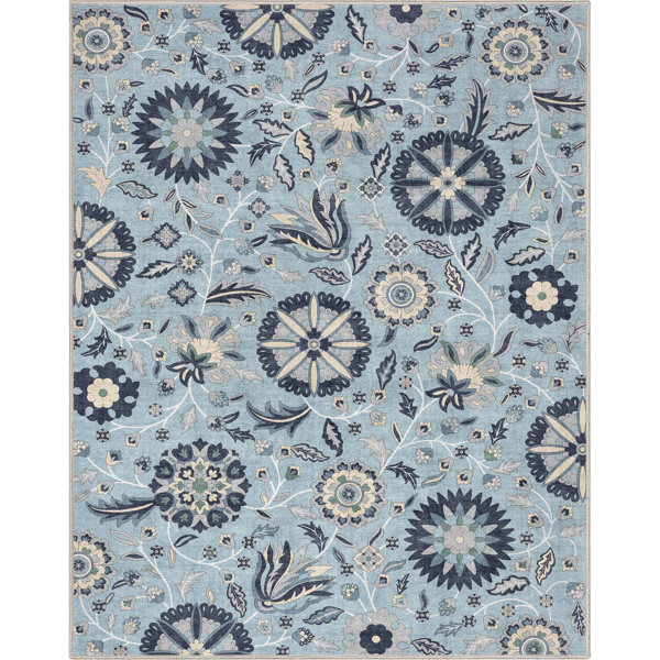 Well Woven Kings Court Floral Machine Woven Polyester Area Rug in Light ...