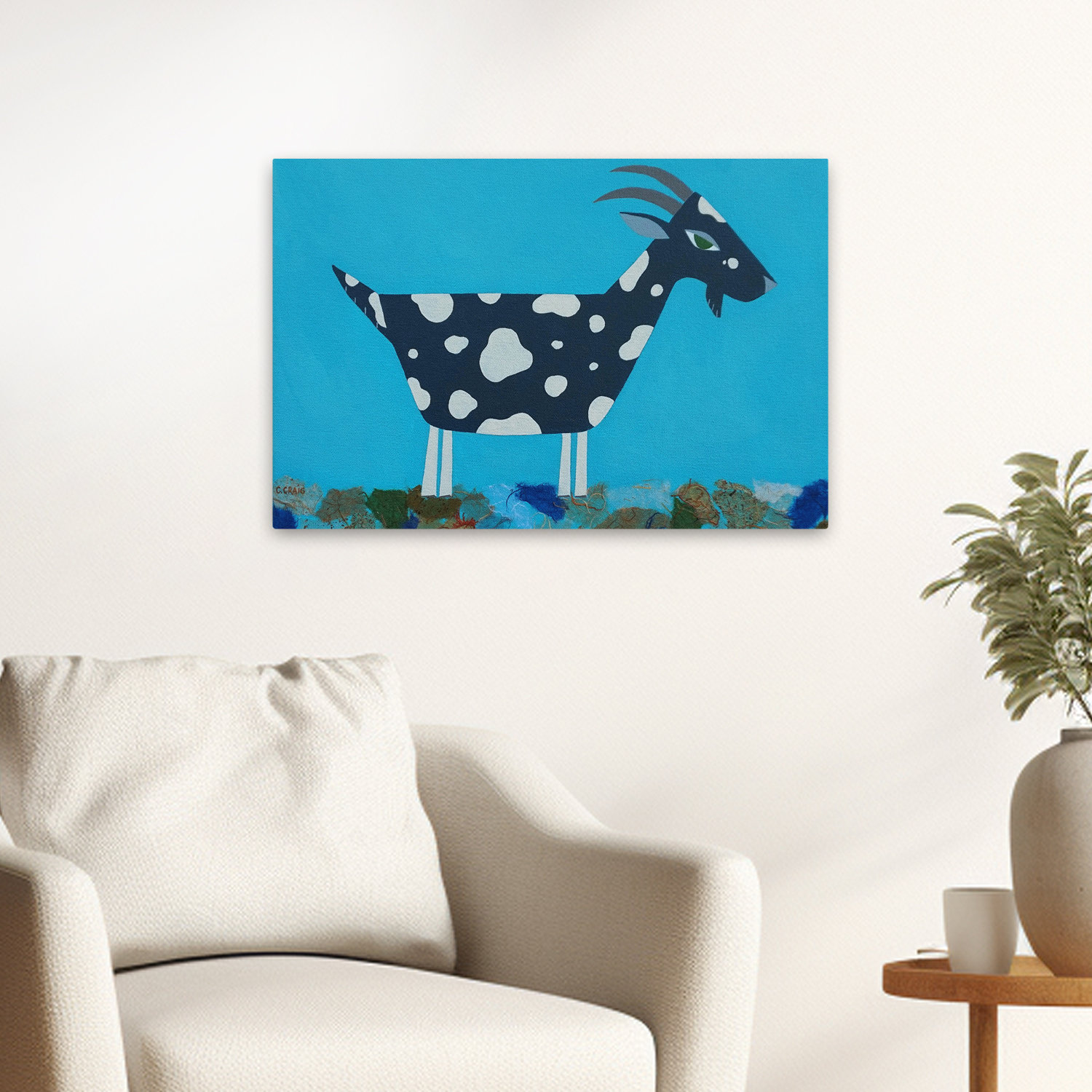 August Grove Fergus The Goat - Contemporary Animals Art - Wayfair Canada