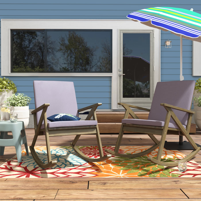 George Oliver Gerling Acacia Outdoor Rocking Chair & Reviews | Wayfair