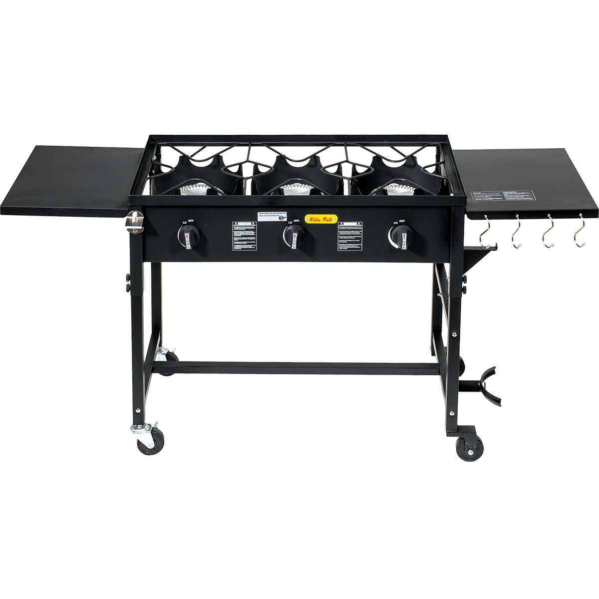 Barton 3-Burner Outdoor Propane Stove Station with Foldable Side Tables ...