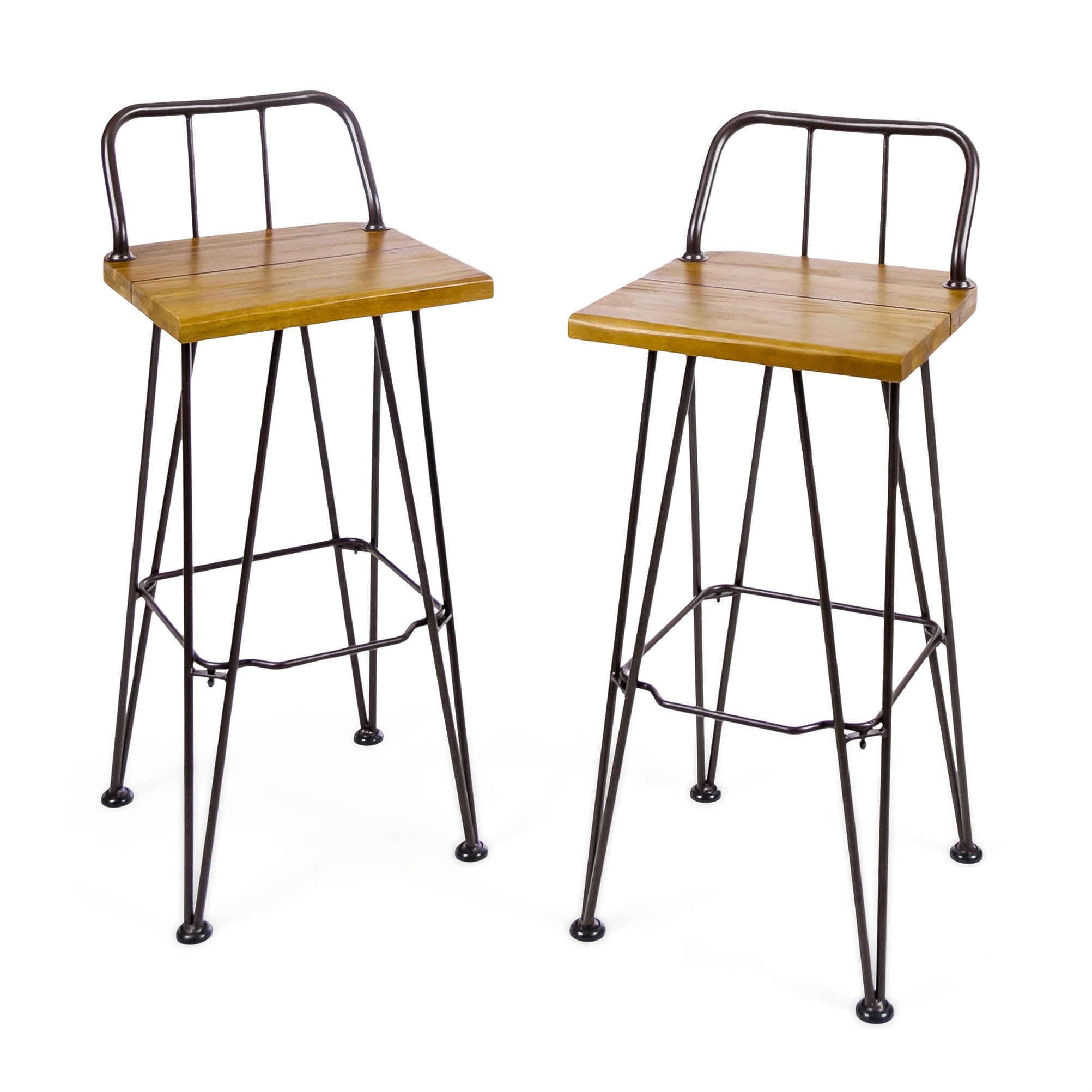 17 Stories Taelor INDUSTIAL WOOD AND METAL BARSTOOL,Patio Bar Stools,Dining Chairs,Kitchen ...