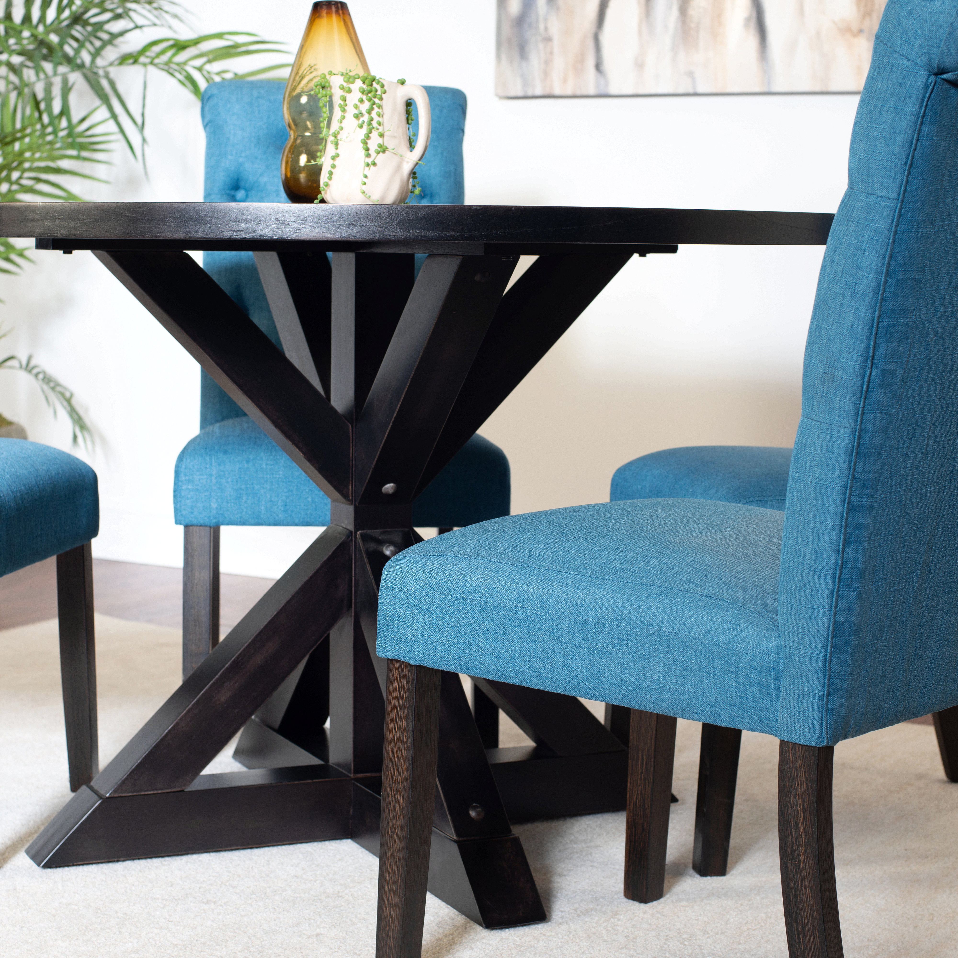DAPPER DOODLES INC 5-Piece Dining Set, Cross-Buck Dining Table With 4 ...