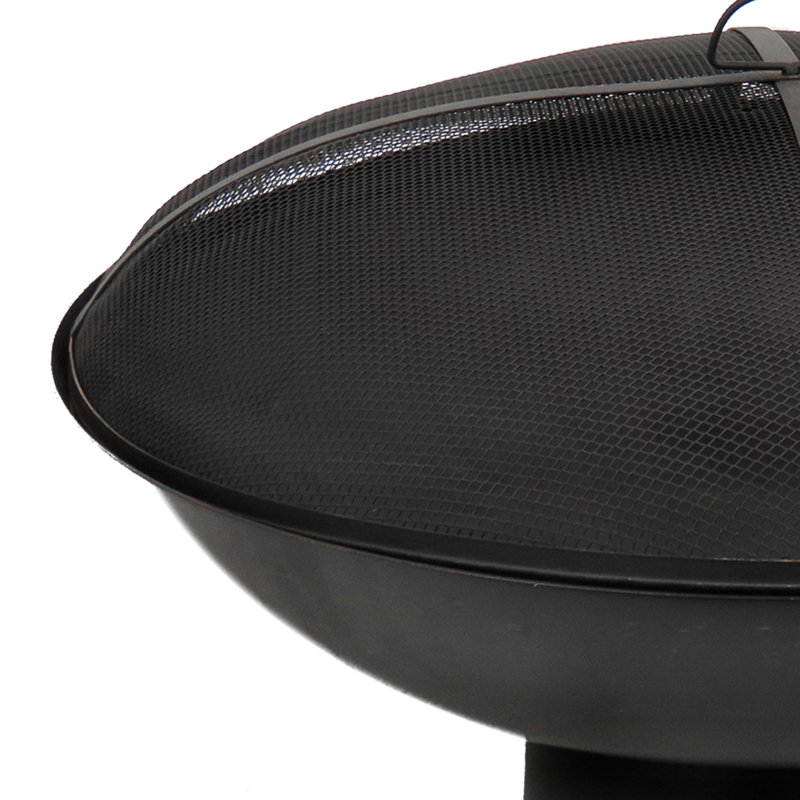 17 Stories Anija 32" Black Cast Iron Fire Pit Bowl With Screen ...