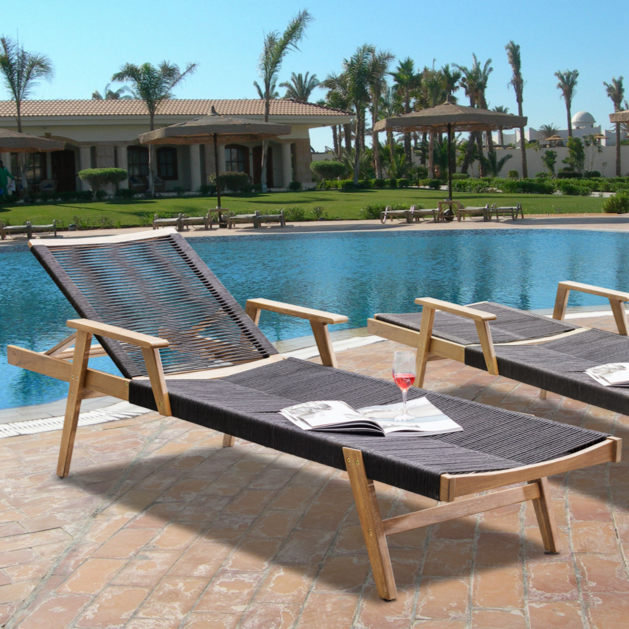 Latitude Run® Patio Sunlounger, Sunbed For Backyard Poolside Porch ...