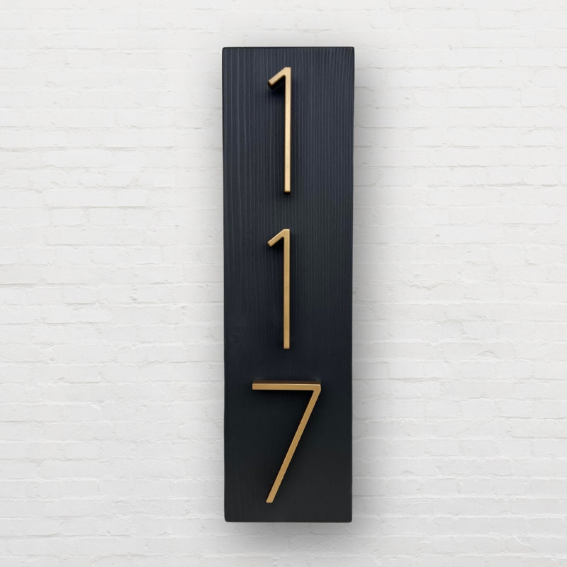 Third Garage Woodwork Modern Wood Address Plaque with Floating Numbers ...