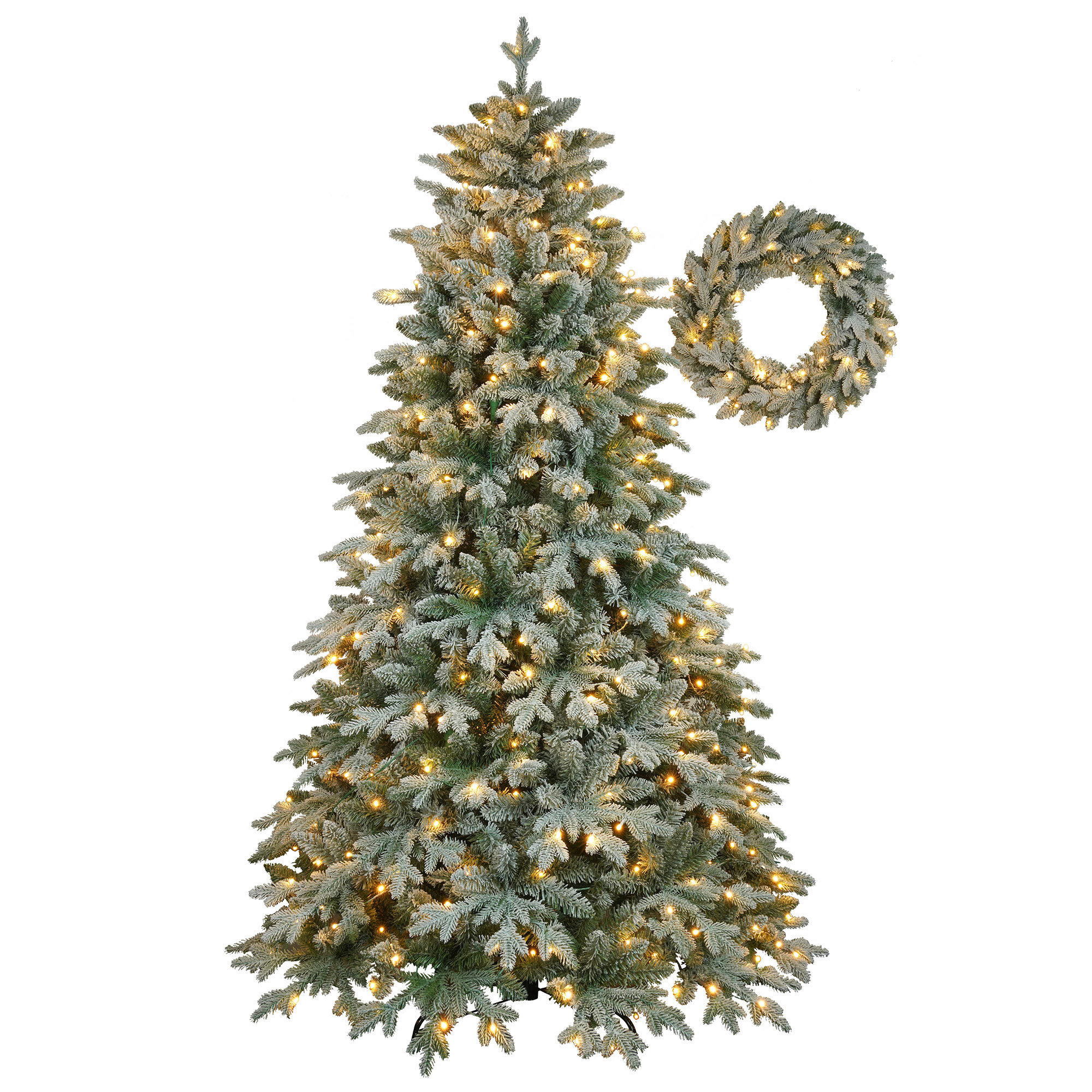 The Holiday Aisle® 7ft Pre-lit Frosted Artificial Christmas Tree with a ...