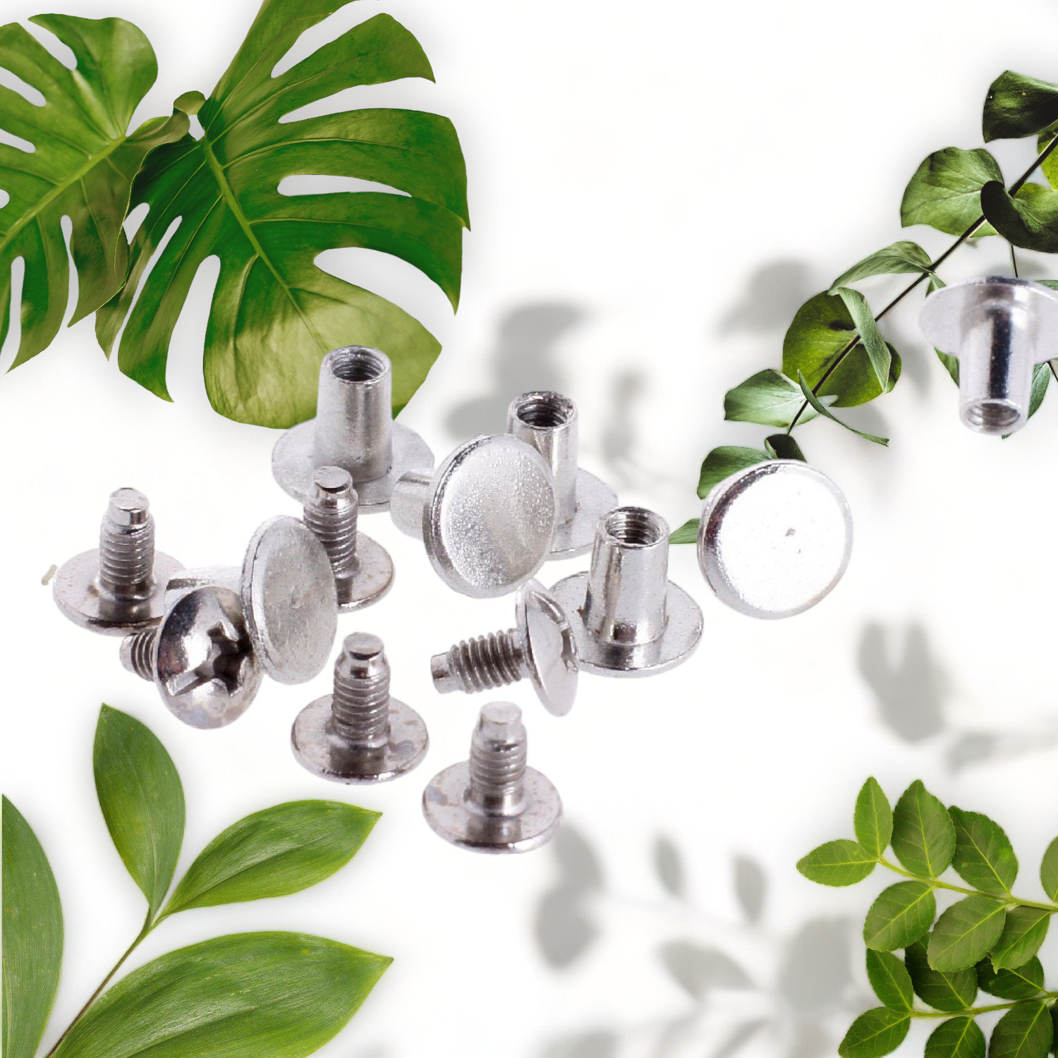 Pacific Funds Silver Round Flat Head Chicago Screws for Leather ...