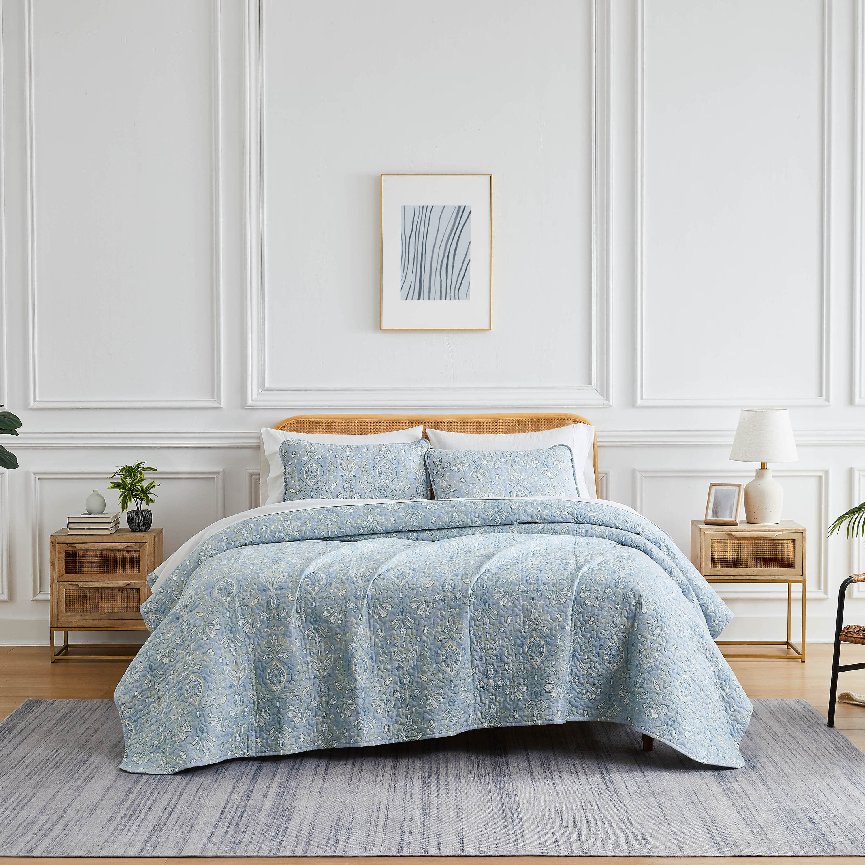 SouthShore Fine Linens Grace Dark Blue Microfiber Quilt Set & Reviews ...